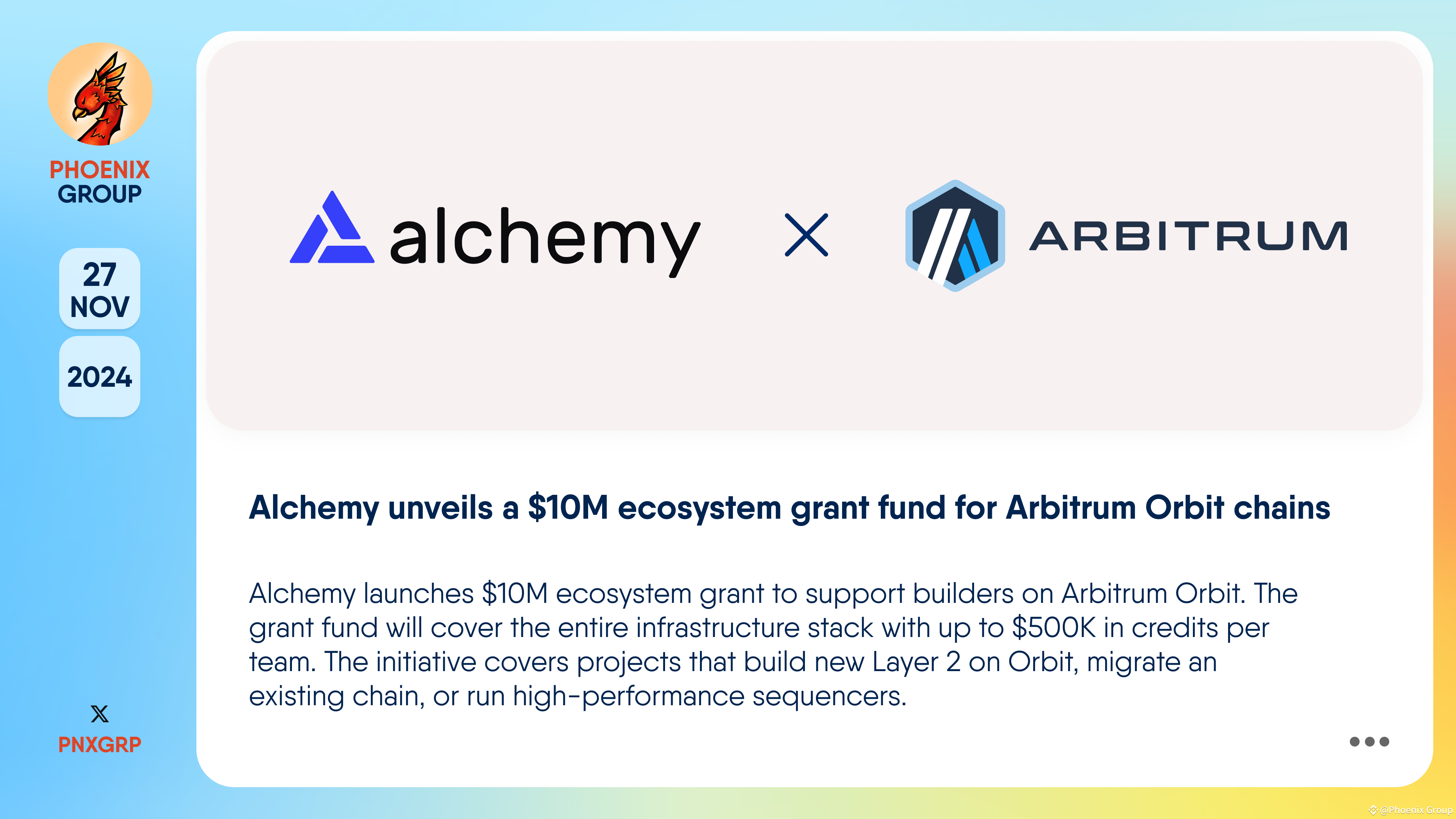 Alchemy unveils a $10M ecosystem grant fund for Arbitrum Orb | Phoenix Group on Binance Square