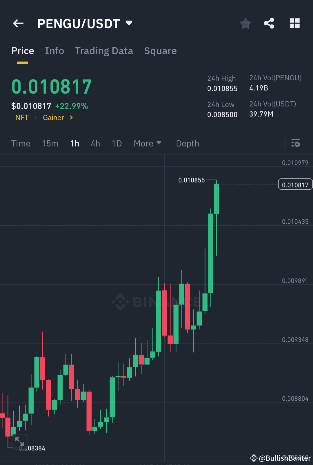 $PENGU Hits $0.01085 – Another Perfect Call #PENGU has sma | BullishBanter on Binance Square