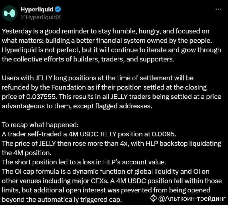 🌐 Hyperliquid announced a refund to users with long positio | Альткоин ...
