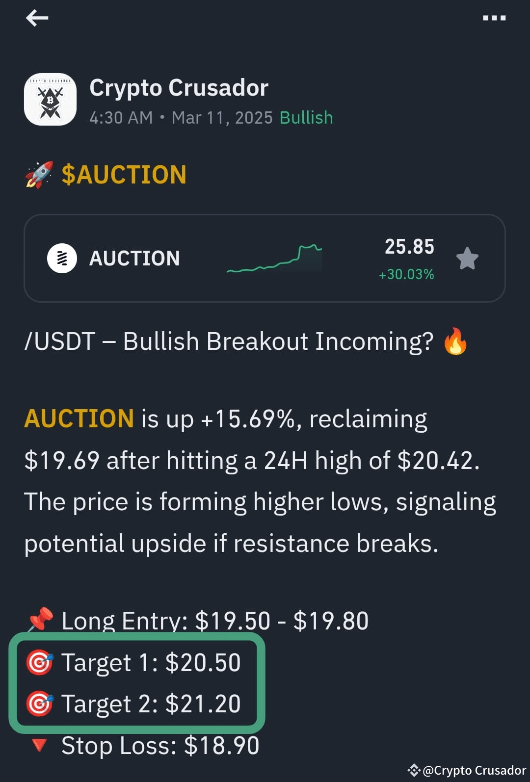 $AUCTION Long - All the tps hitted successfully - Follow me | Crypto ...