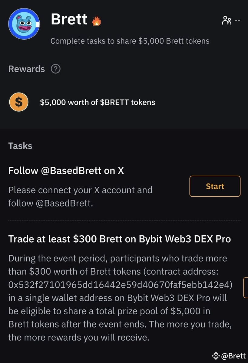 Brett x @Bybit_Web3: 🎉 Complete tasks on Bybit to share $5 | Brett on ...