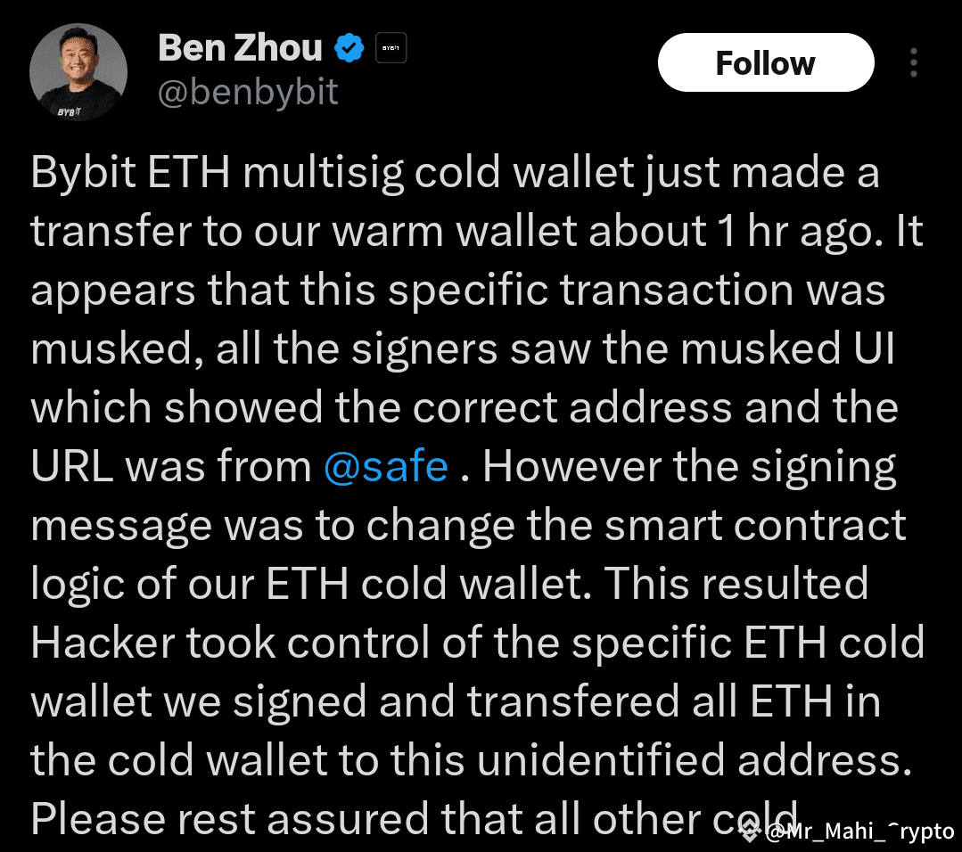 Bybit ETH multisig cold wallet just made a transfer to our w | Mr_Mahi ...