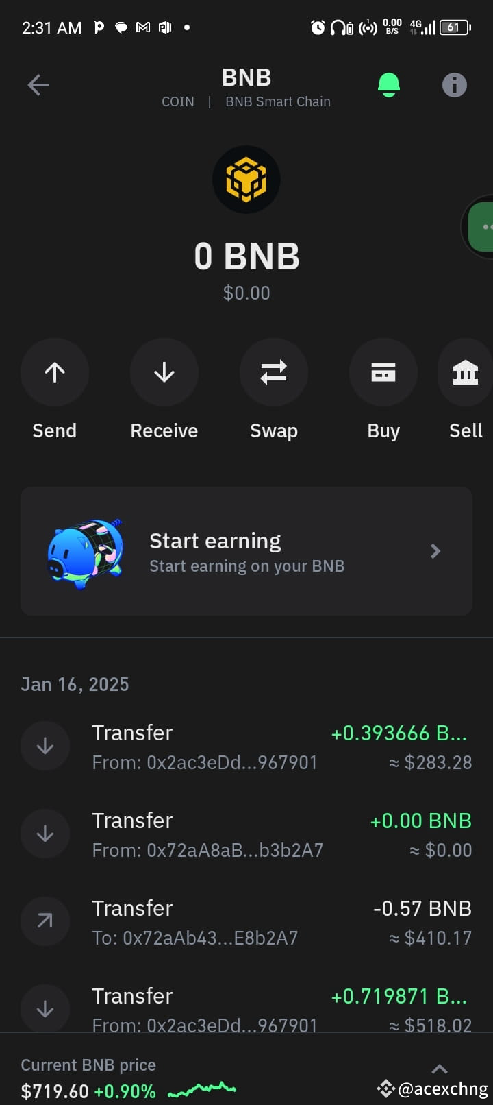 I'm having issues with my BNBSC balance is displaying in my | acexchng ...