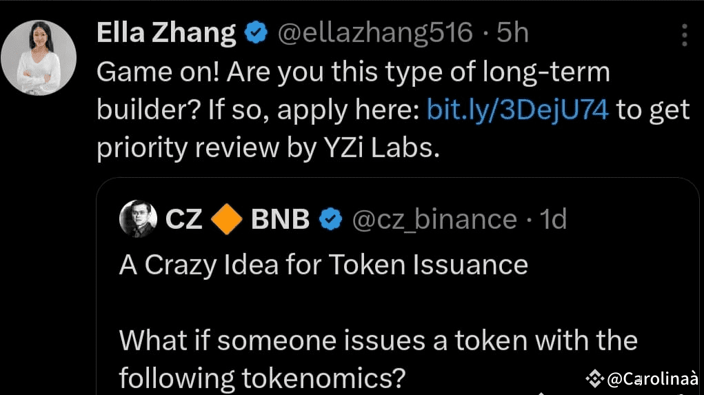 🚨🚨 YZi LABS PRIORITIZES CZ-INSPIRED PROJECTS ⏩ TOKEN ISSUA | Carolinaà on Binance Square
