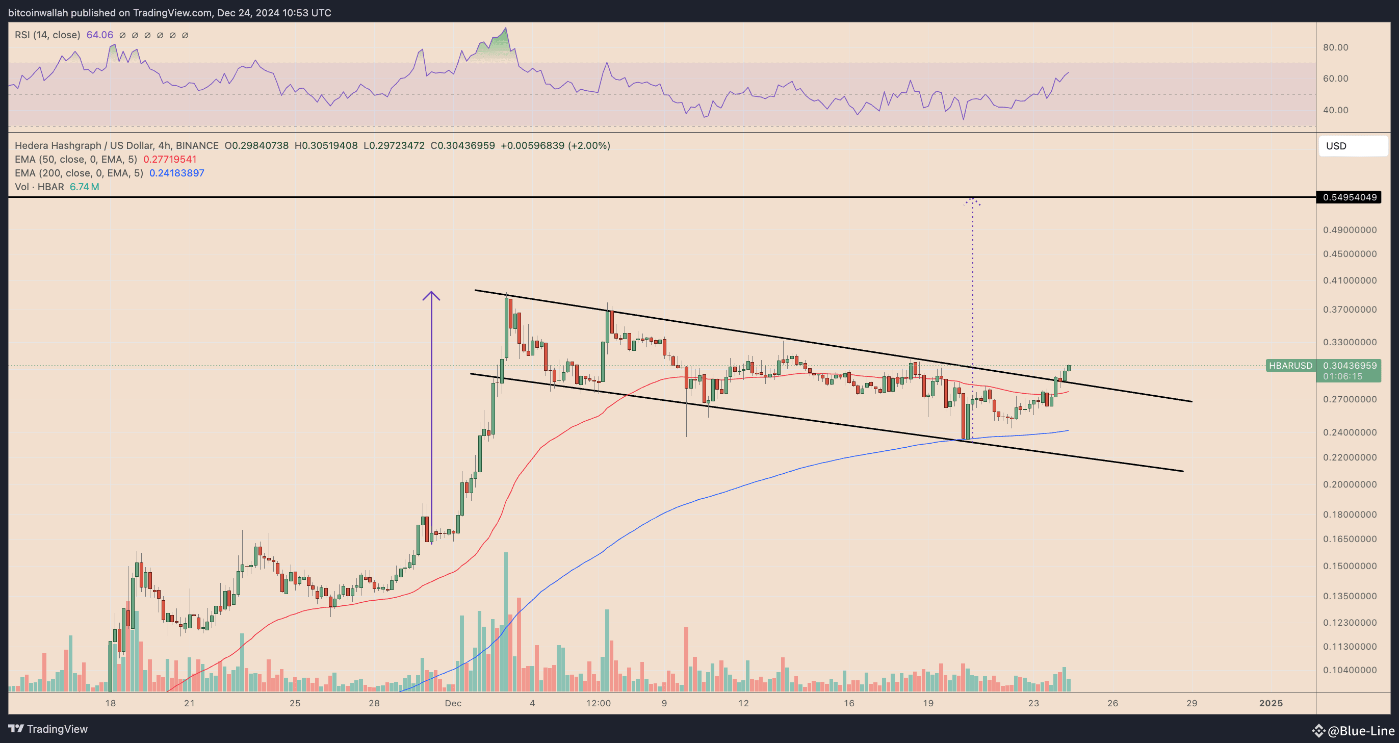 🚀 Hedera Hash graph (HBAR) Technical Analysis: Bull Flag Br | Blue-Line ...