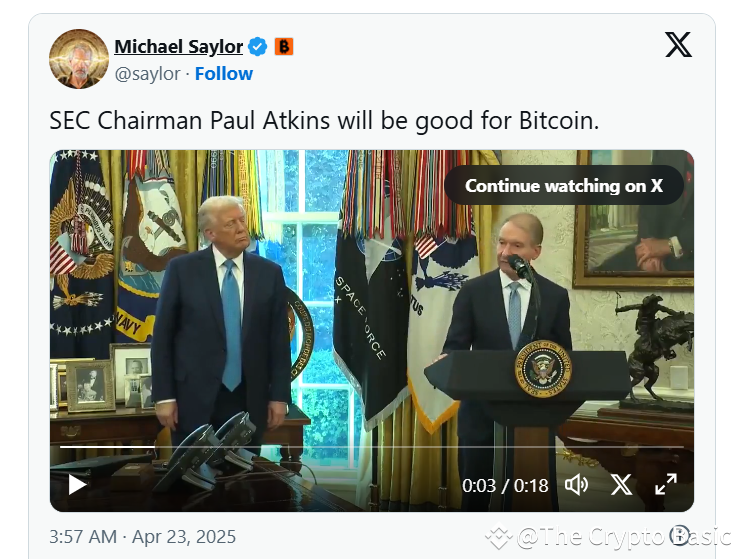 Newly sworn-in U.S. SEC Chairman Paul Atkins announced that | The Crypto Basic on Binance Square