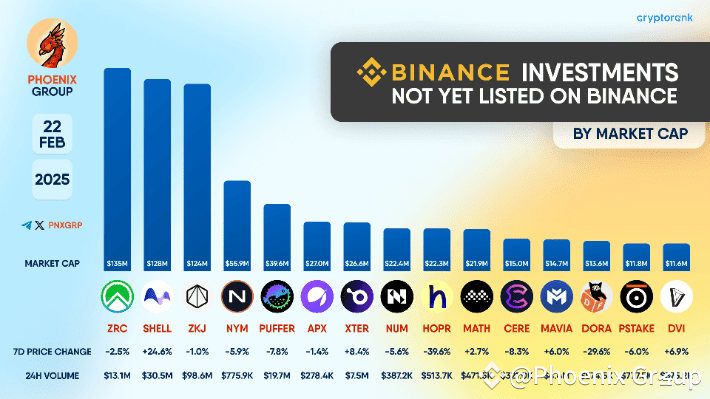 #BINANCE INVESTMENTS NOT YET LISTED ON BINANCE BY MARKET CAP | Phoenix Group on Binance Square