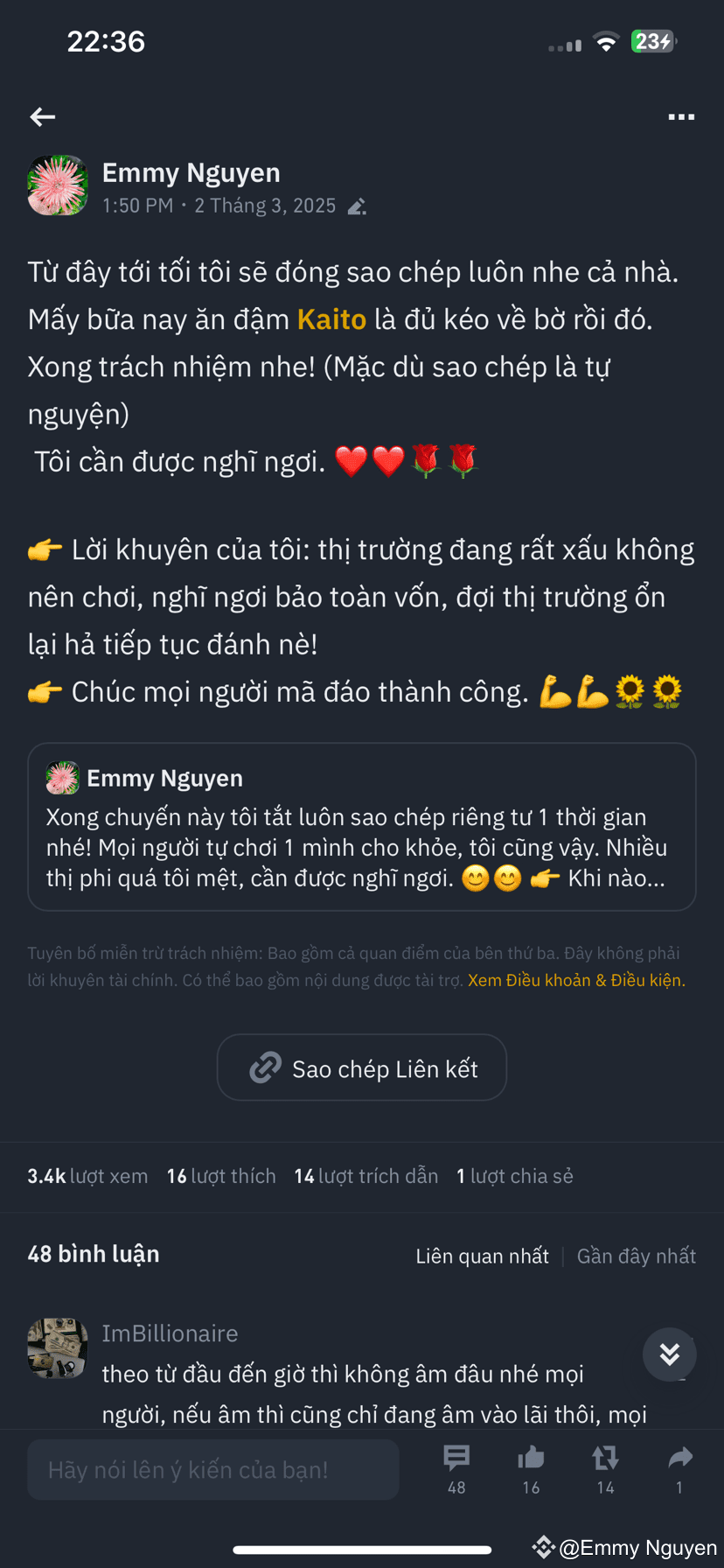 I mentioned it earlier this afternoon. The market is very un | Emmy ...