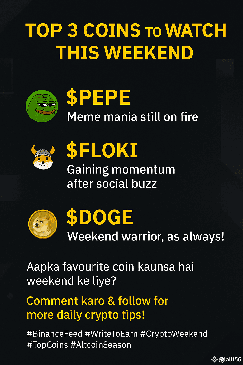 **Top 3 Coins to Watch This Weekend** 1. $PEPE – Meme | MONIKA95 on ...