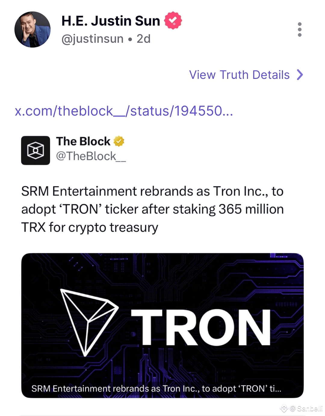 E SE THE BLOCK CITA TRON INC..💯 #Tron #TheBlock. | Sanbelli on Binance Square