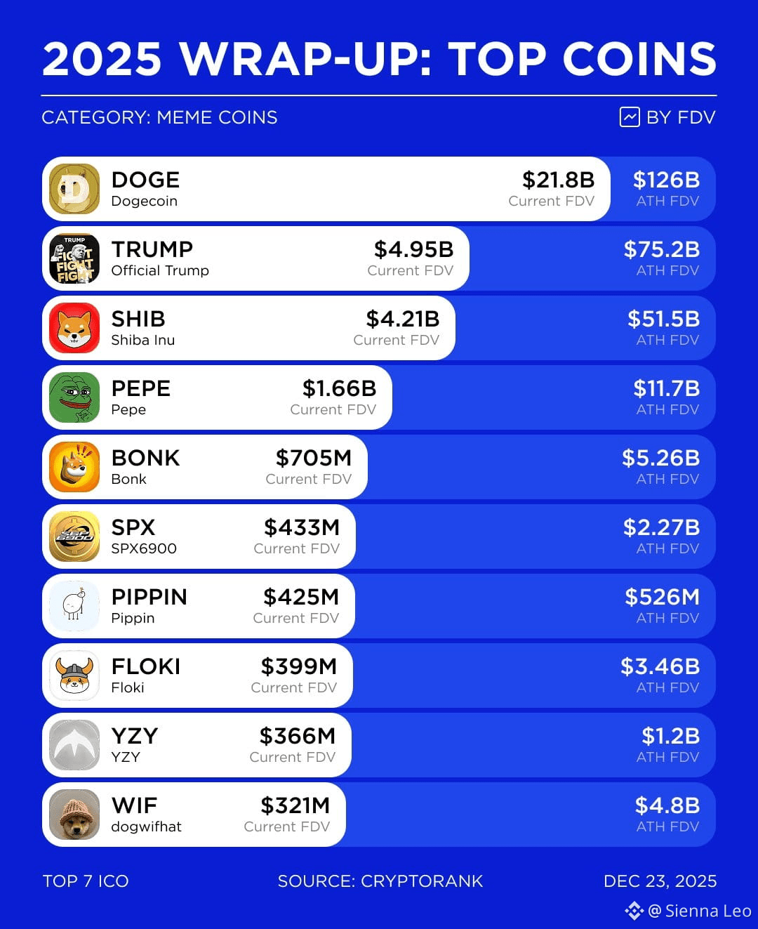 🚨 2025 Wrap-Up: Top Meme Coins by FDV Meme coins were one | Sienna Leo ...