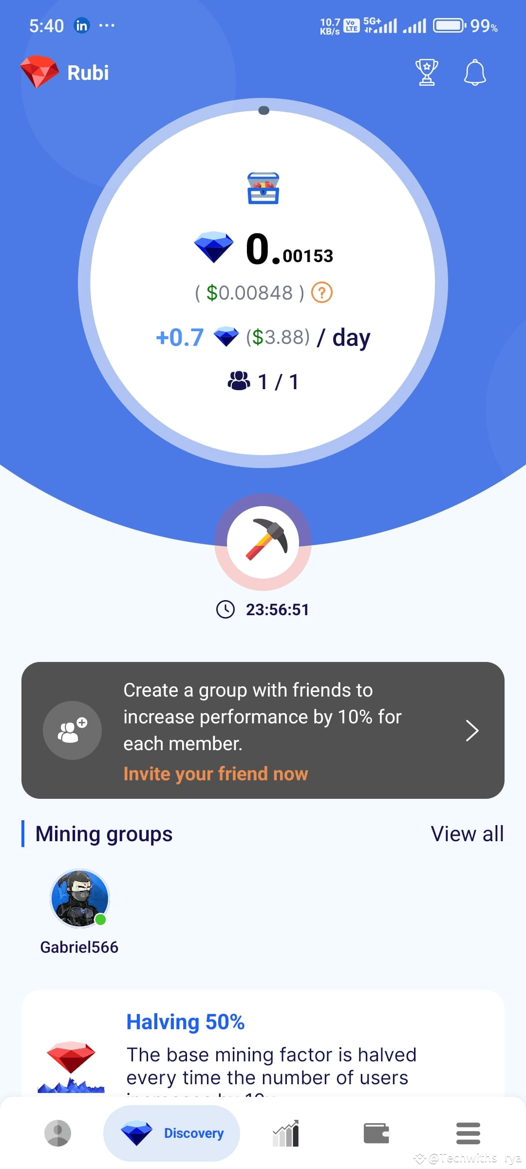 App Rubi paying up to $3.88 per day!, for 100% free mining ...