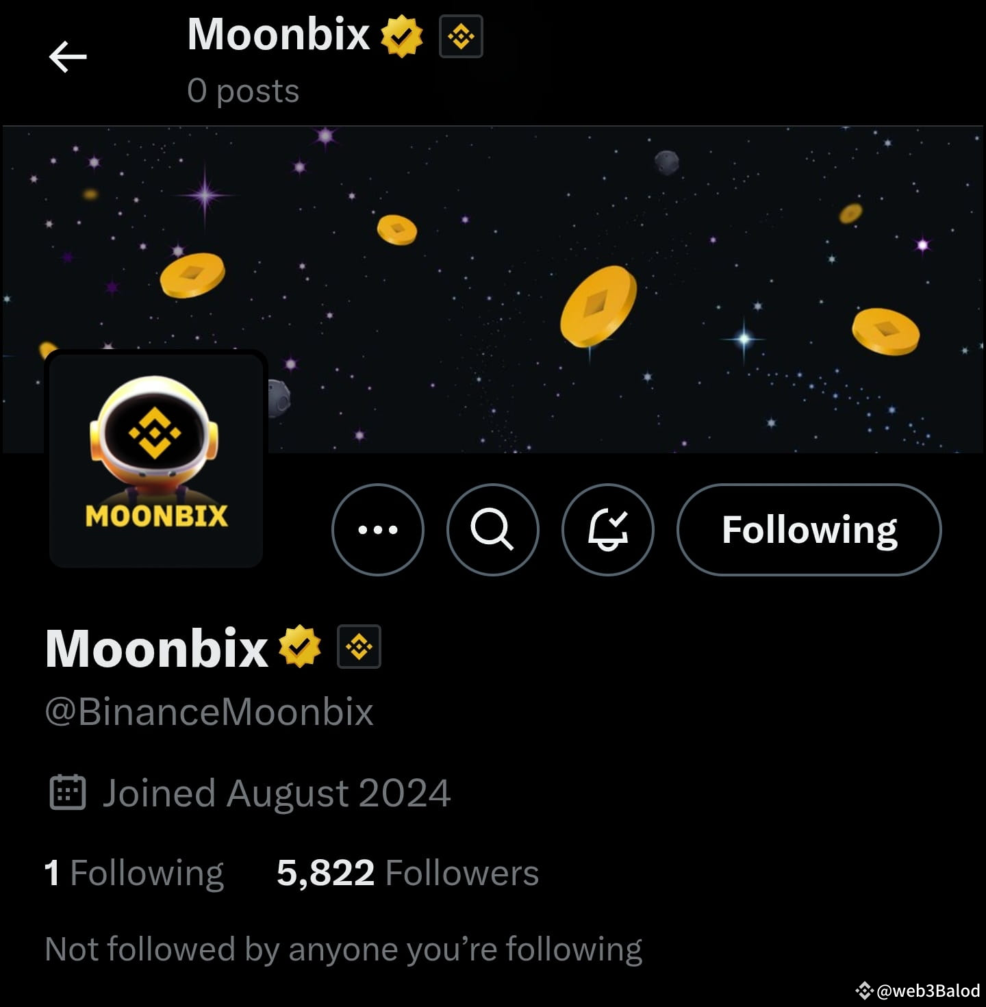 The Binance MoonBix Twitter account has not posted anything | web3Balod on Binance Square