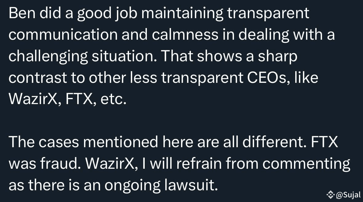 @benbybit handled it like a champ—unlike other CEOs! 💪 CZ | Sujal on ...