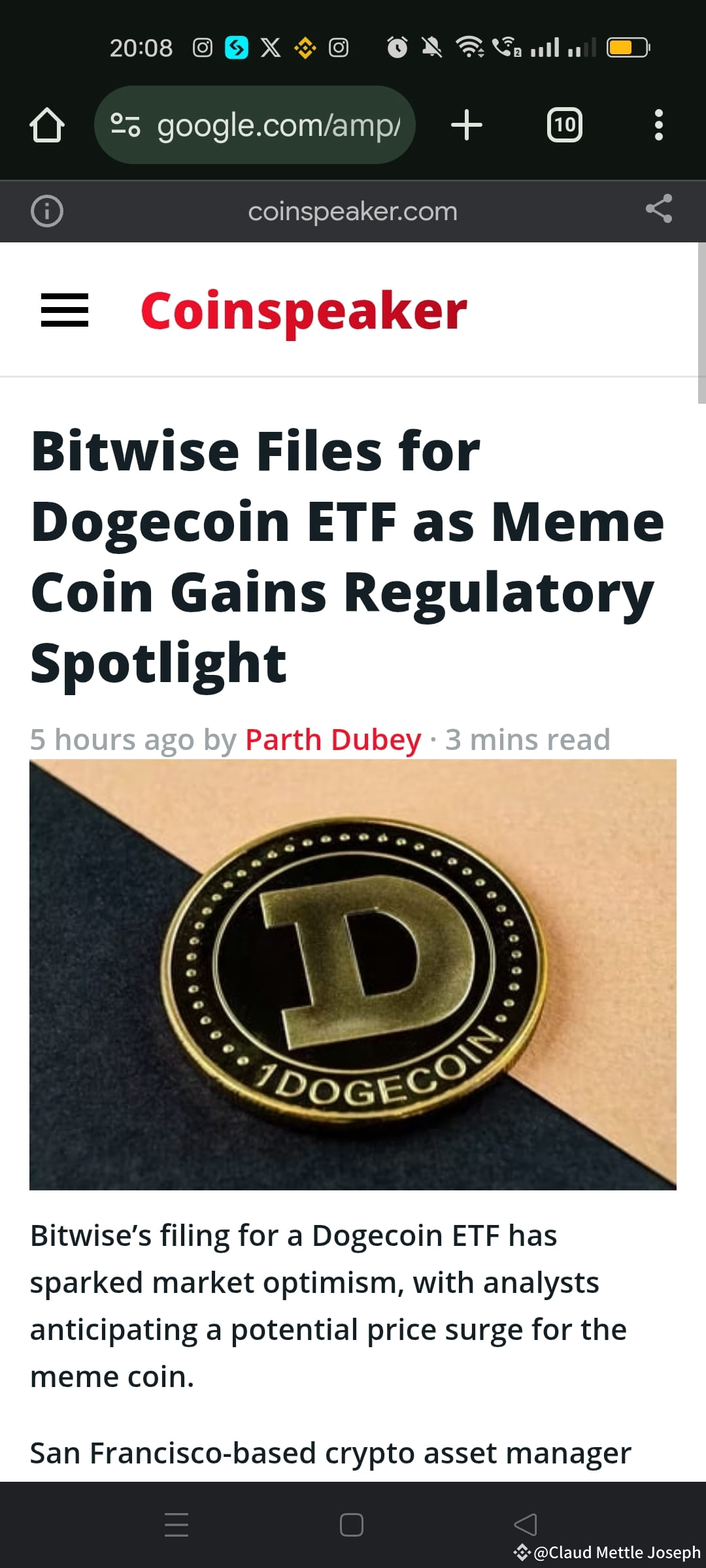 $DOGE Bitwise files for Doge ETF. | Claud Mettle Joseph on Binance Square