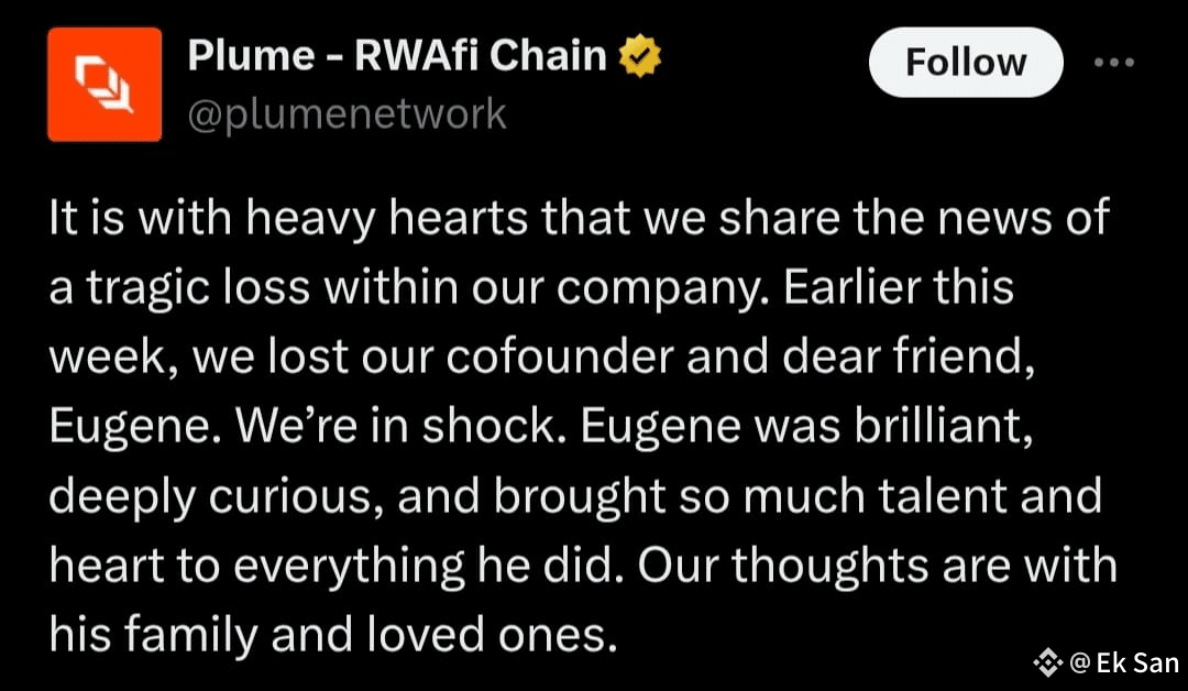 🚨#Plume Network Co-founder Eugene #Passes Away 🔹Eugene, | Clash Crypto ...