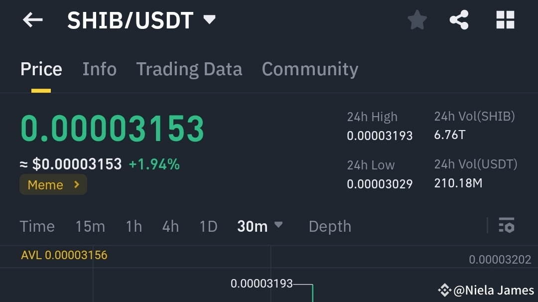 The SHIB/USDT pair is showing renewed bullish energy, currently trading at 0.00003153, with a 1. ...