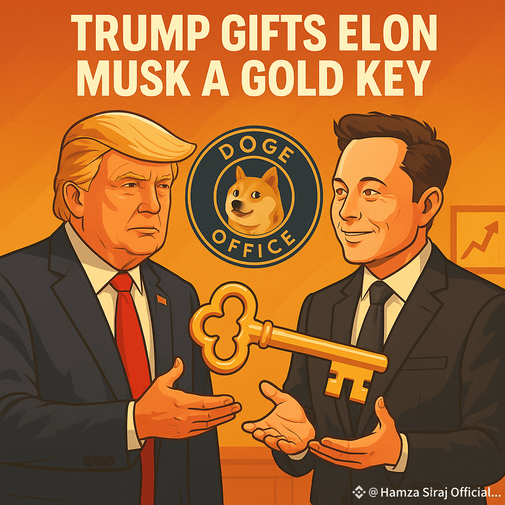 $TRUMP Gifts Elon Musk a Gold #Key | $DOGE Office Recogniti | Hamza ...