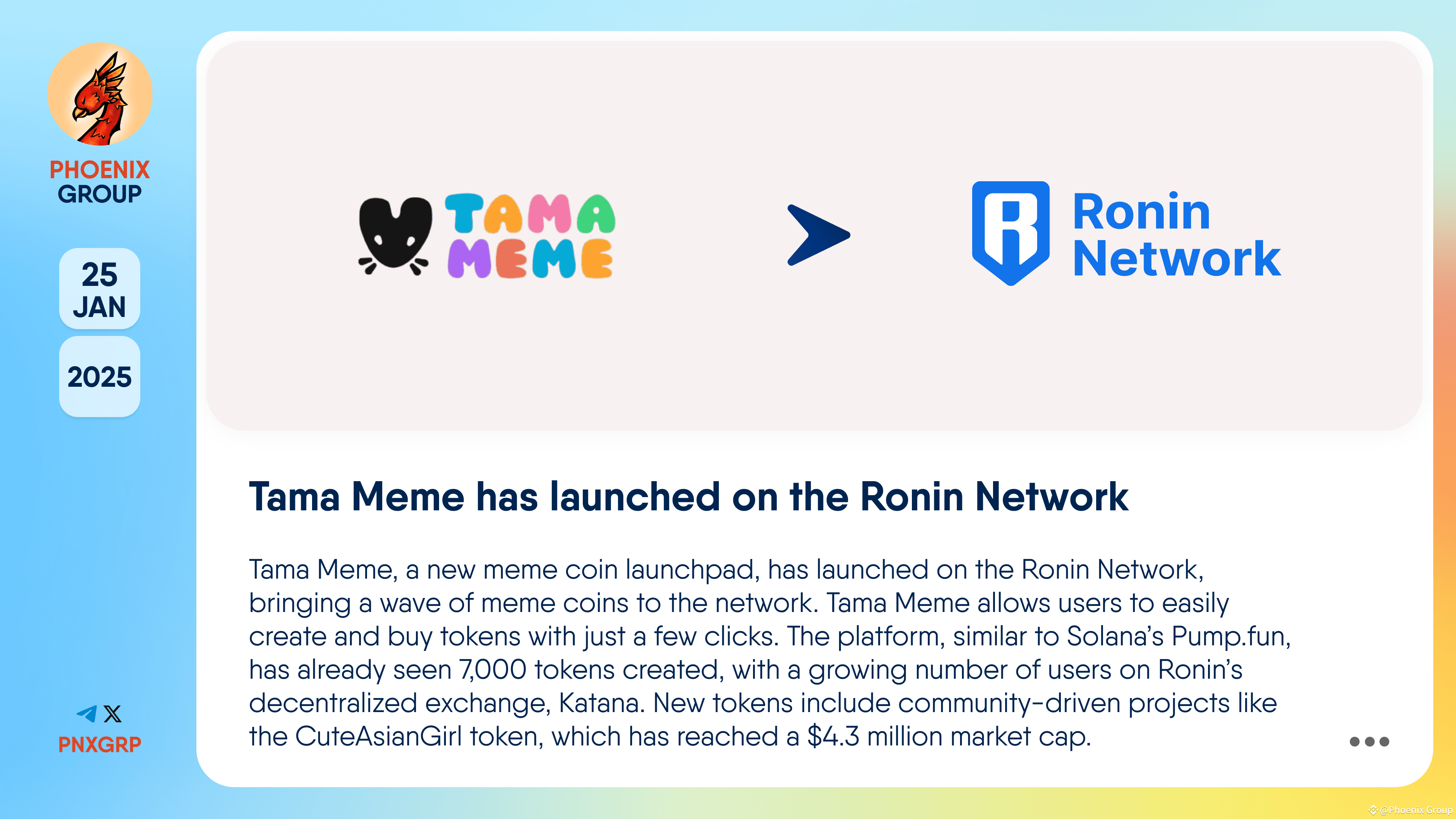 Tama Meme has launched on the Ronin Network #TamaMeme , a n | Phoenix ...