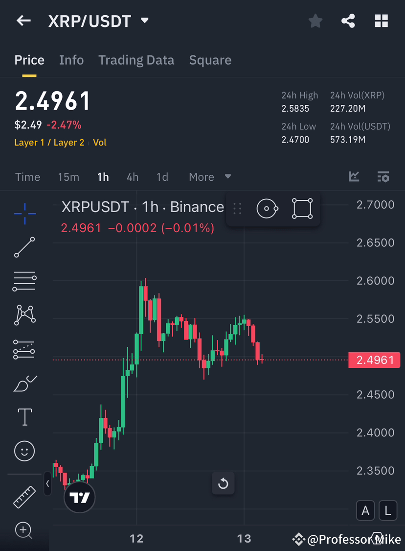 $XRP /USDT Short Trade Setup!🔥💯 • Entry: Short at $2.4900 | Professor Mike on Binance Square