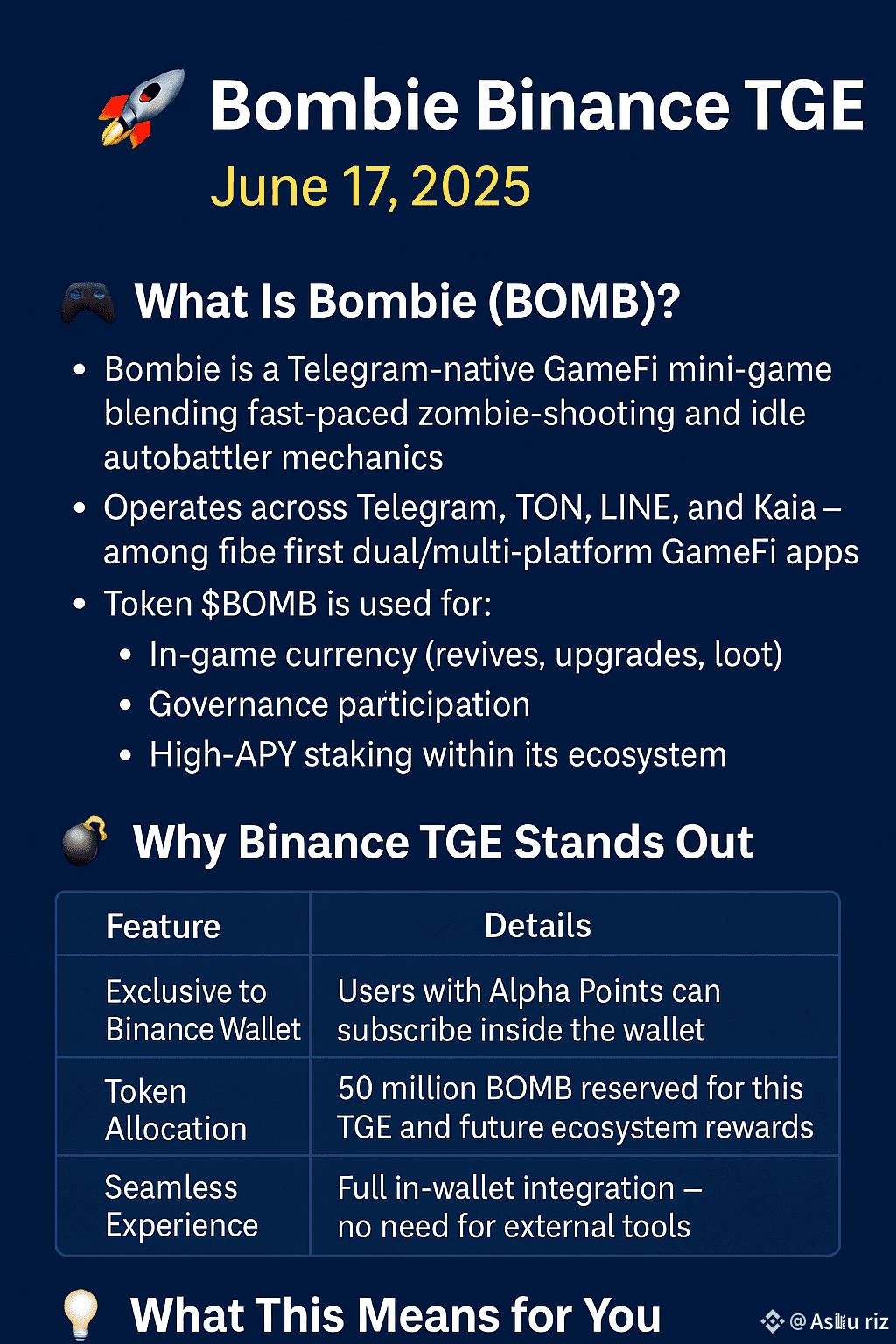 🚀 Lanzamiento de Bombie TGE en Binance Wallet – 17 de junio | Ashu riz ...