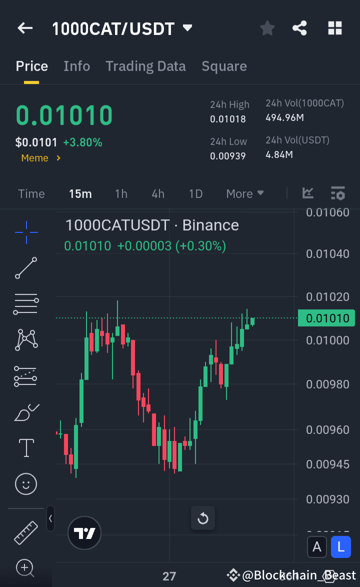 🚀 $1000CAT /USDT Bullish Trade Setup! 🎯🔥 📈 Entry: $0.01 | Blockchain_Beast on Binance Square