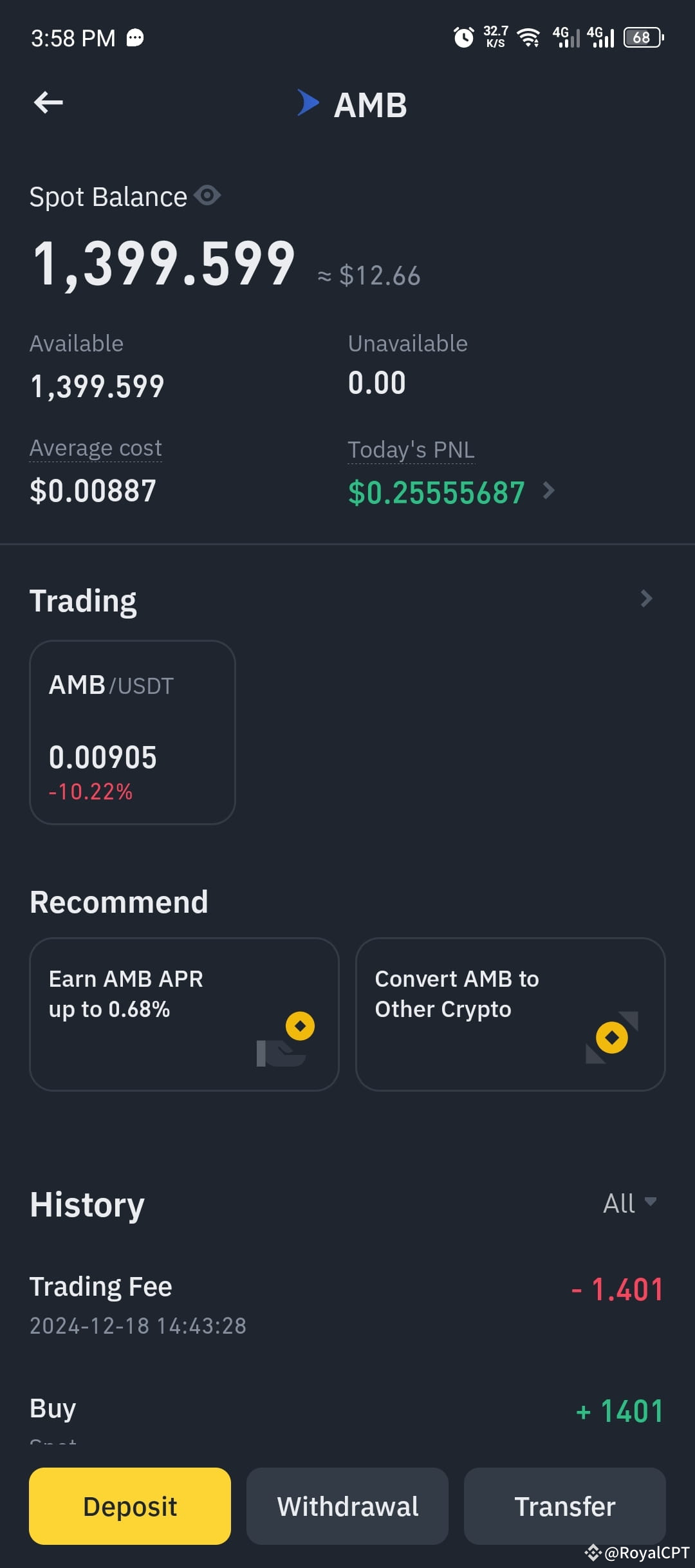 golden chance to buy $AMB it will be moon soon ! let's try | RoyalCPT ...