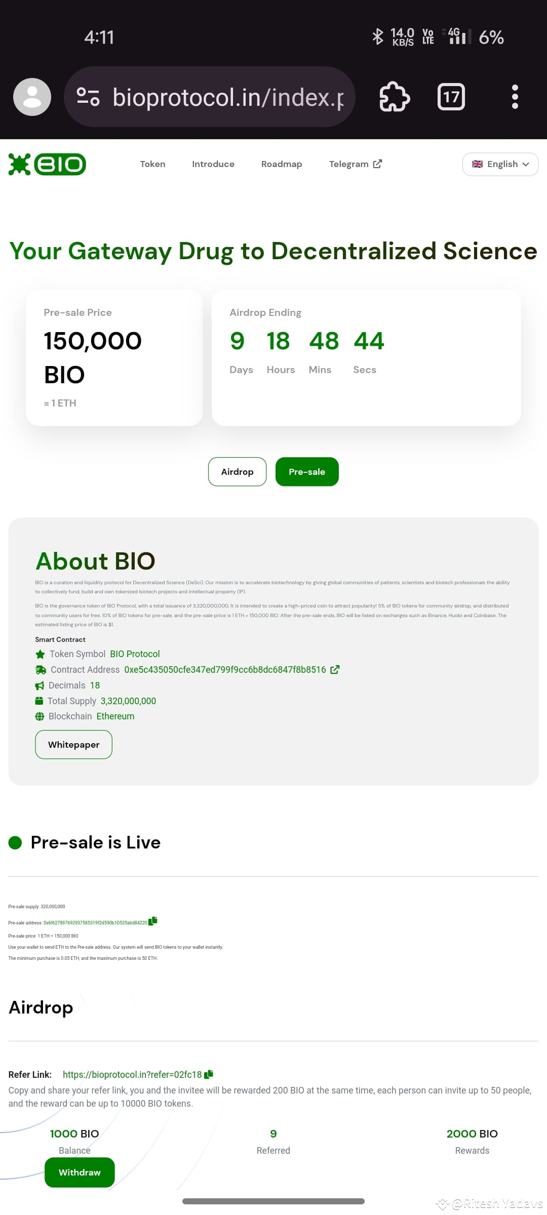 Join $bio airdrop https://bioprotocol.in?refer=02fc18 ea | Ritesh ...