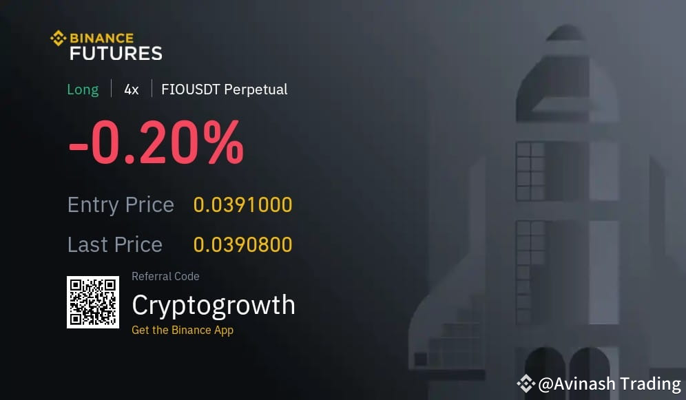 FIO good for long low leverage -2x 4x SPOT + FUTURE trad | Avinash Trading on Binance Square