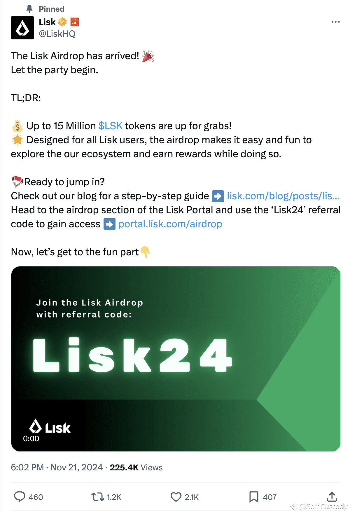 Lisk, $LSK Lisk ha lanzado una campaña de airdrop, anunciad | Self Custody en Binance Square