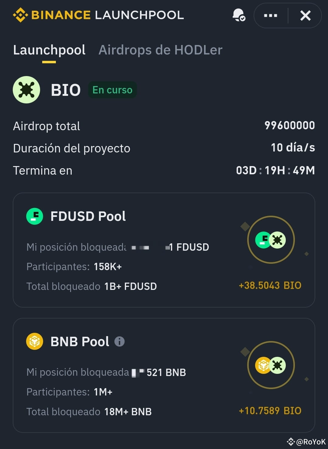 🤑I have passively earned more than 40 $BIO tokens in the Ne | RoYoK on ...