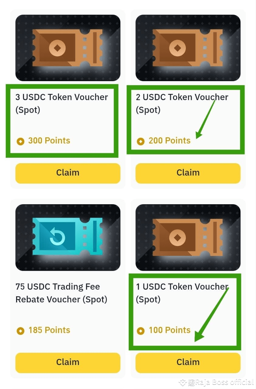 💵 Binance Token Vouchers Available Now 👀 100 Points = $1 | Raja Boss official on Binance Square