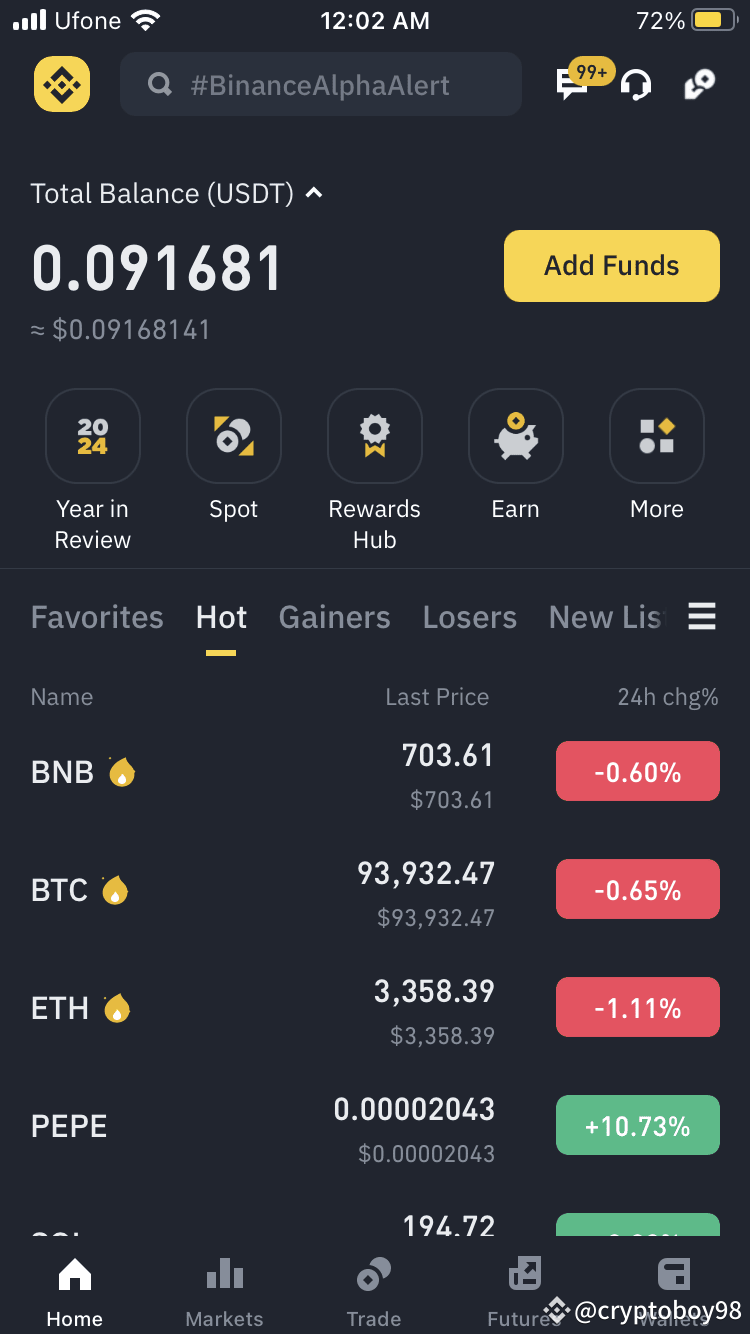 Guys my balance now 0.09 am losses binance wallet zero 😭 he ...