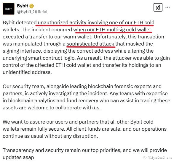 Bybit detected #unauthorized activity involving one of their ...