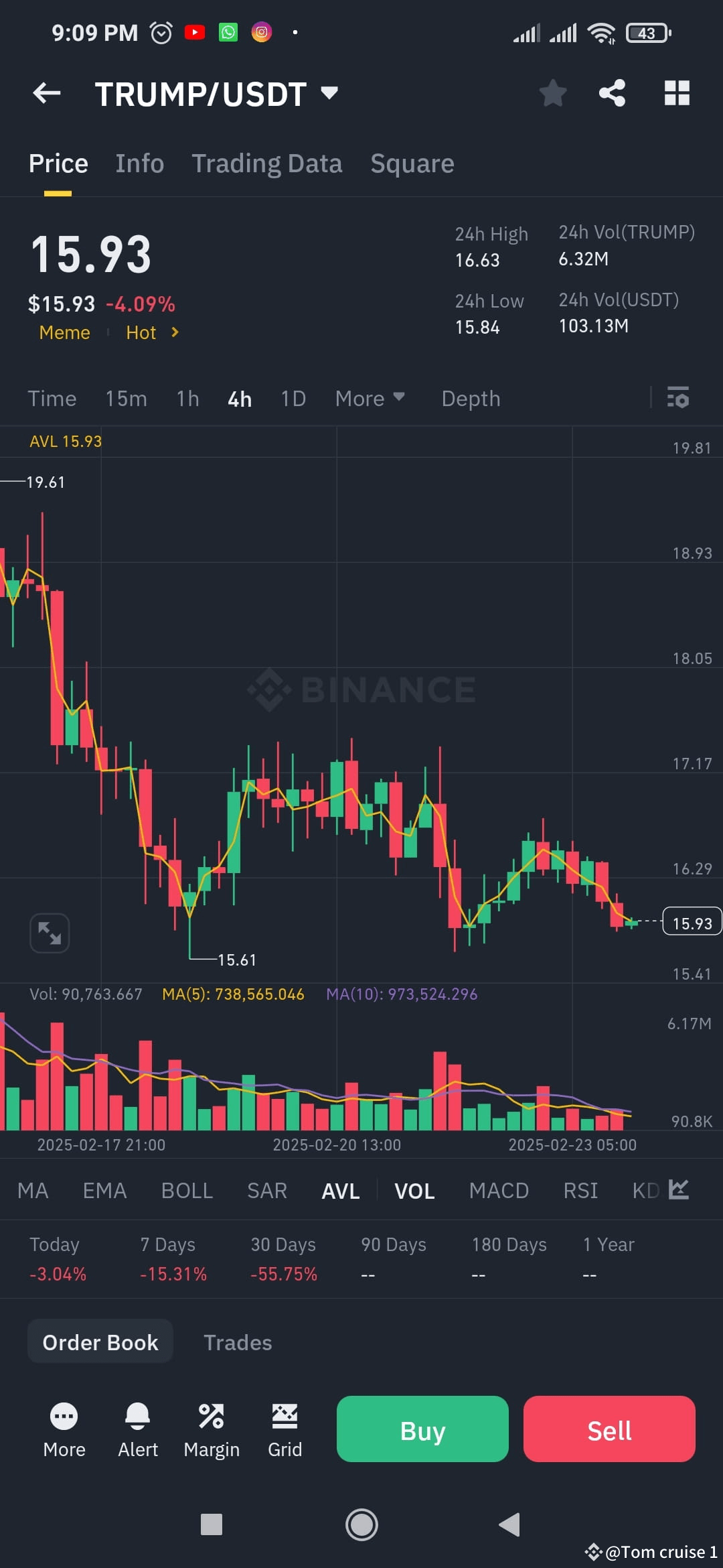 $TRUMP TRUMP/USDT Trade Signals (4H Chart Analysis) 📉 Bear | Tom cruise ...
