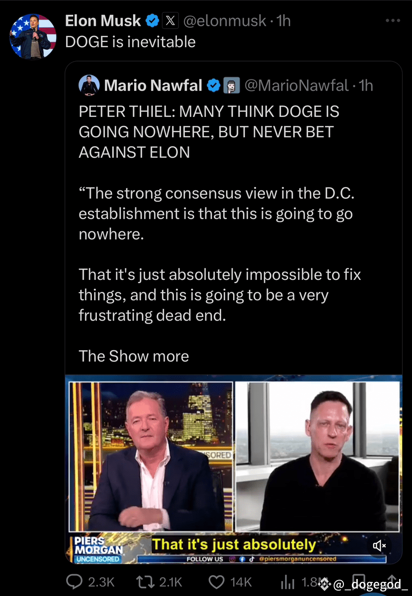 Elon Musk made another DOGE post. #Dogecoin | _dogegod_ on Binance Square