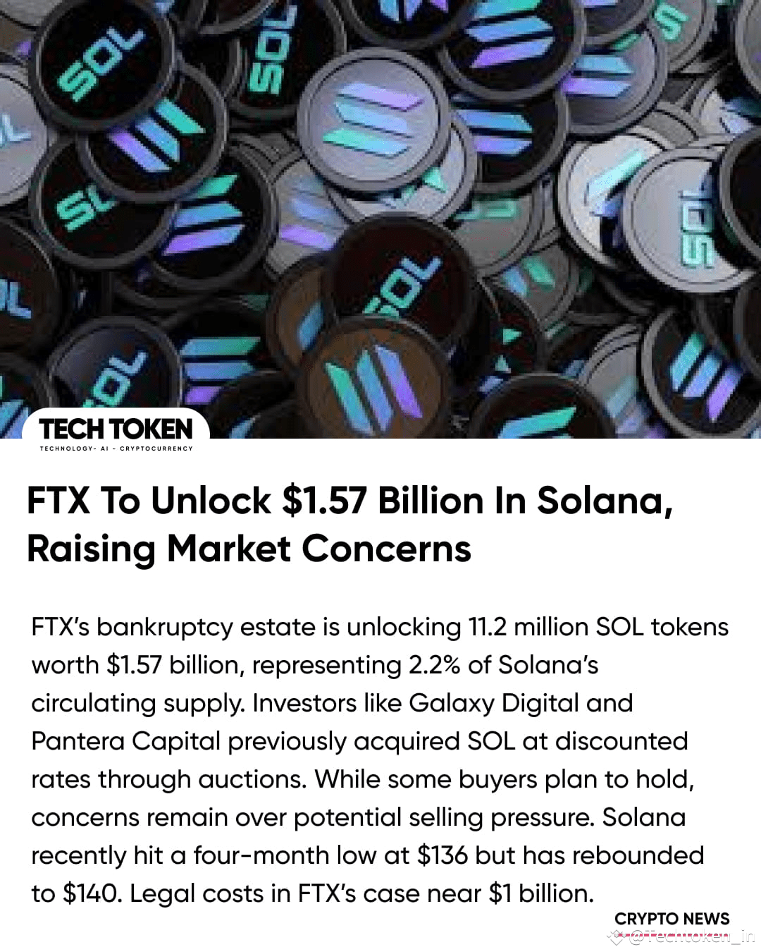 #Solana unlock alert! 🚨 FTX is releasing $1.57B worth of SO | Techtoken_in on Binance Square