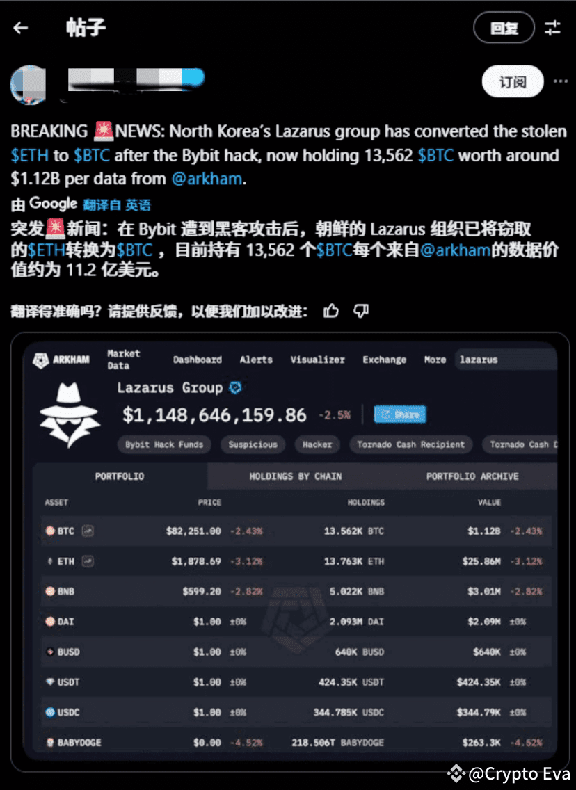 North Korean hacker Lazarus holds over $1 billion! North K | 加密橙姐 on ...