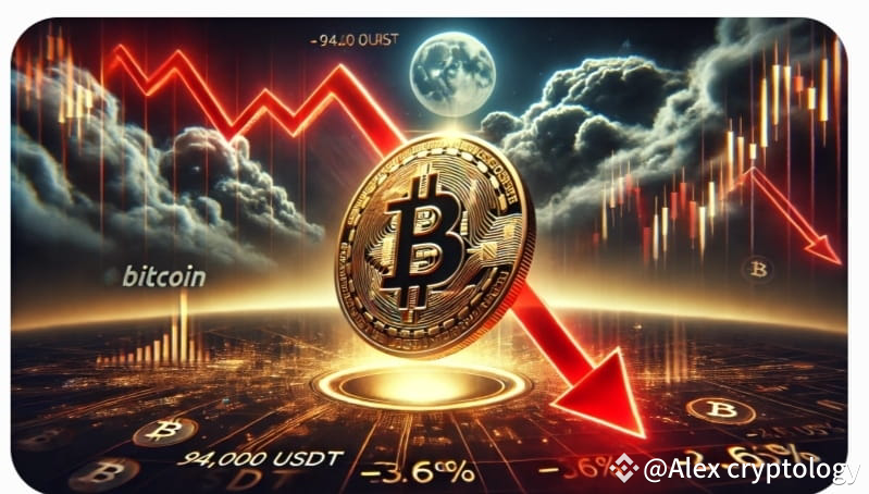 #🚀🚨Bitcoin(BTC) Drops Below 94,000 USDT with a 3.66% Decre | Alex cryptology on Binance Square