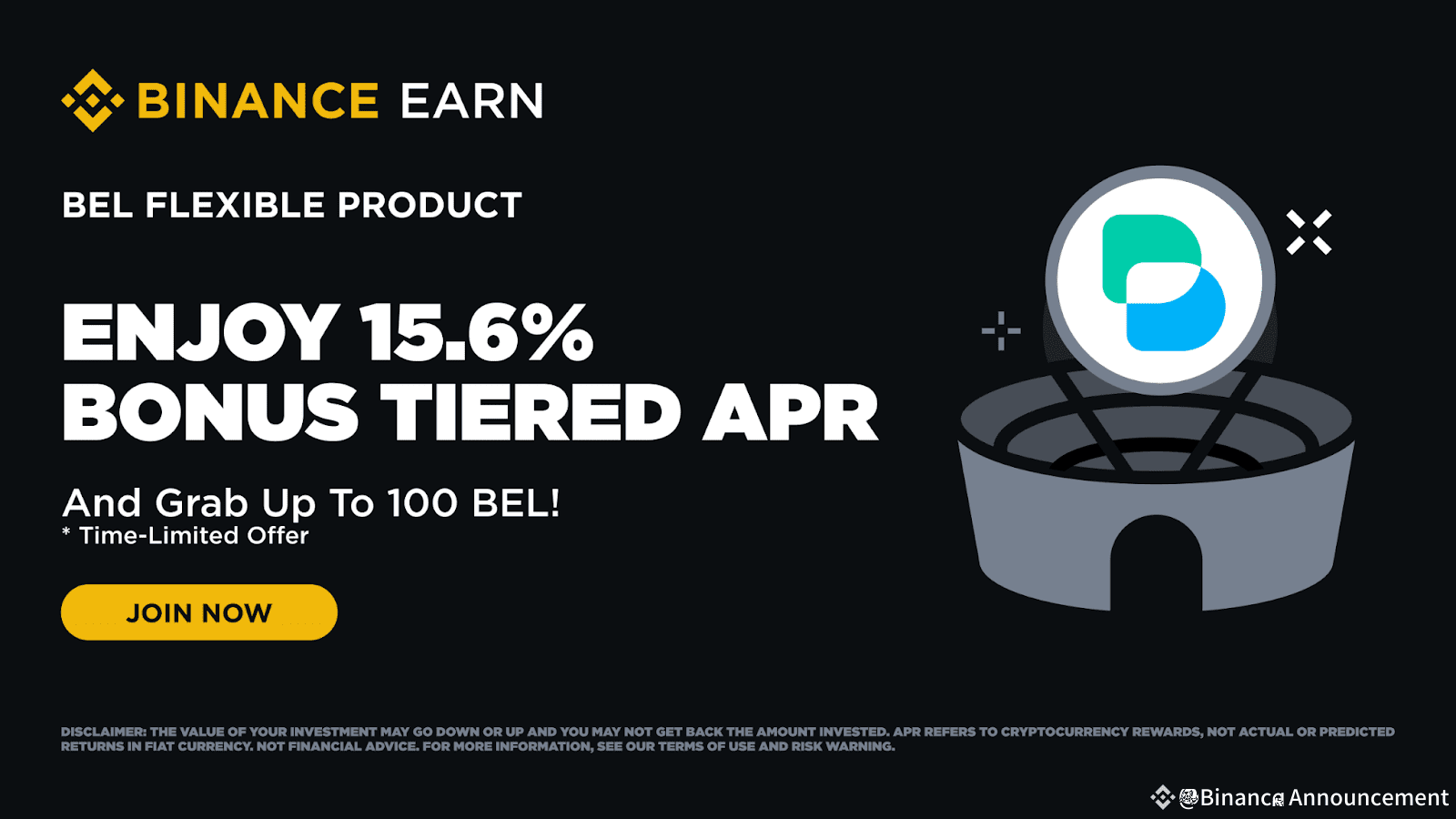 Binance Earn: Enjoy 15.6% Bonus Tiered APR on BEL and Get Up to 100 BEL ...