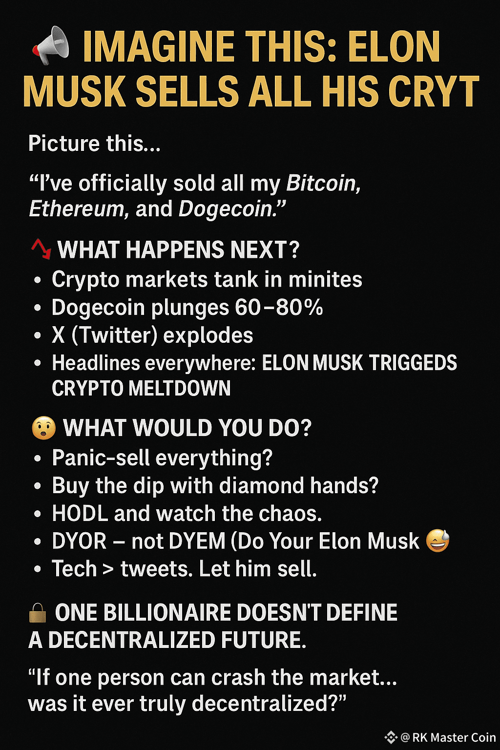 🚨 Can One Tweet Crash Crypto? Elon Musk’s Power Play Sparks | RK Master ...