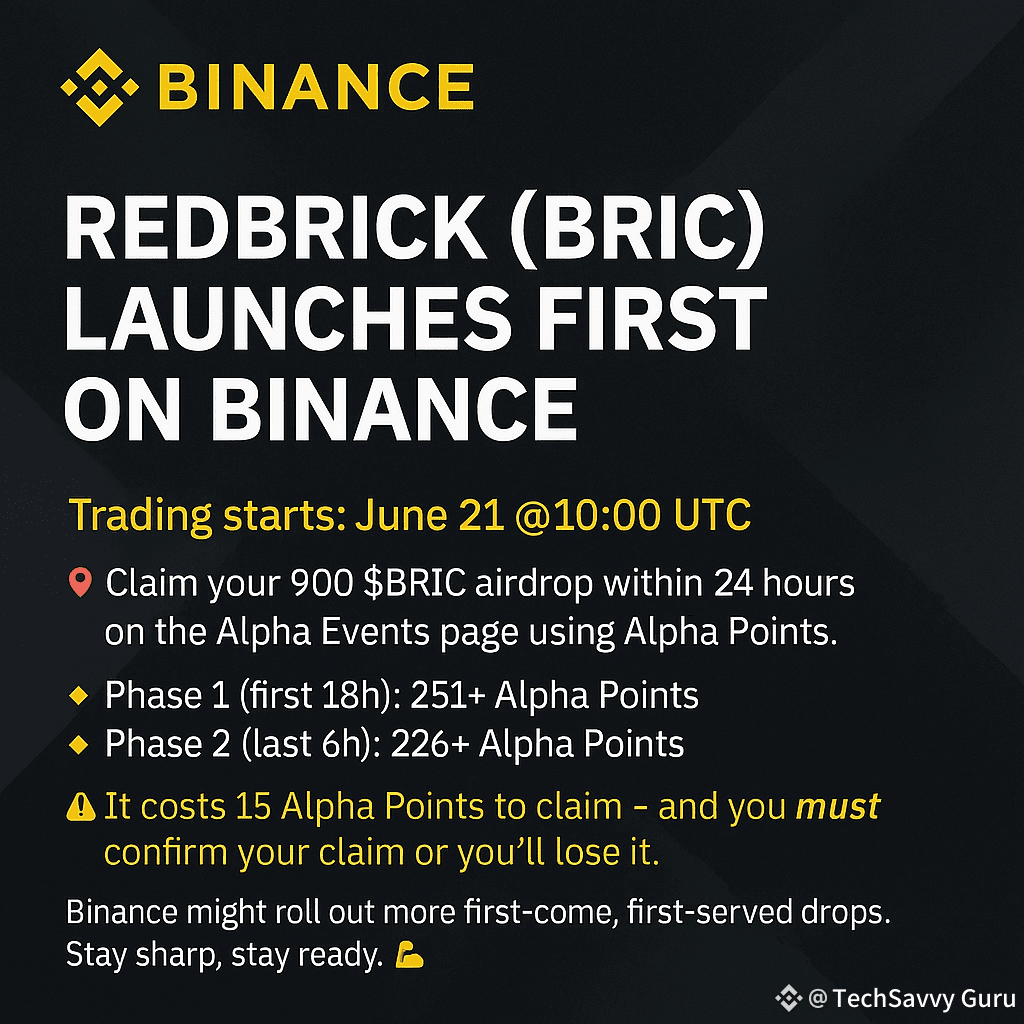 🚨 Redbrick (BRIC) Launches First on Binance Trading sta | TechSavvy Guru on Binance Square