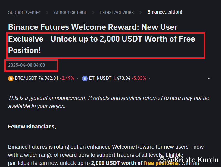 Binance Futures new campaign get up to $2000 bonus ! Open y | Kripto Kurdu on Binance Square