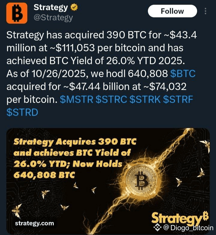 A Strategy acquired 390 BTC for ~US$ 43.4 million at ~US$ 11 | Diogo ...