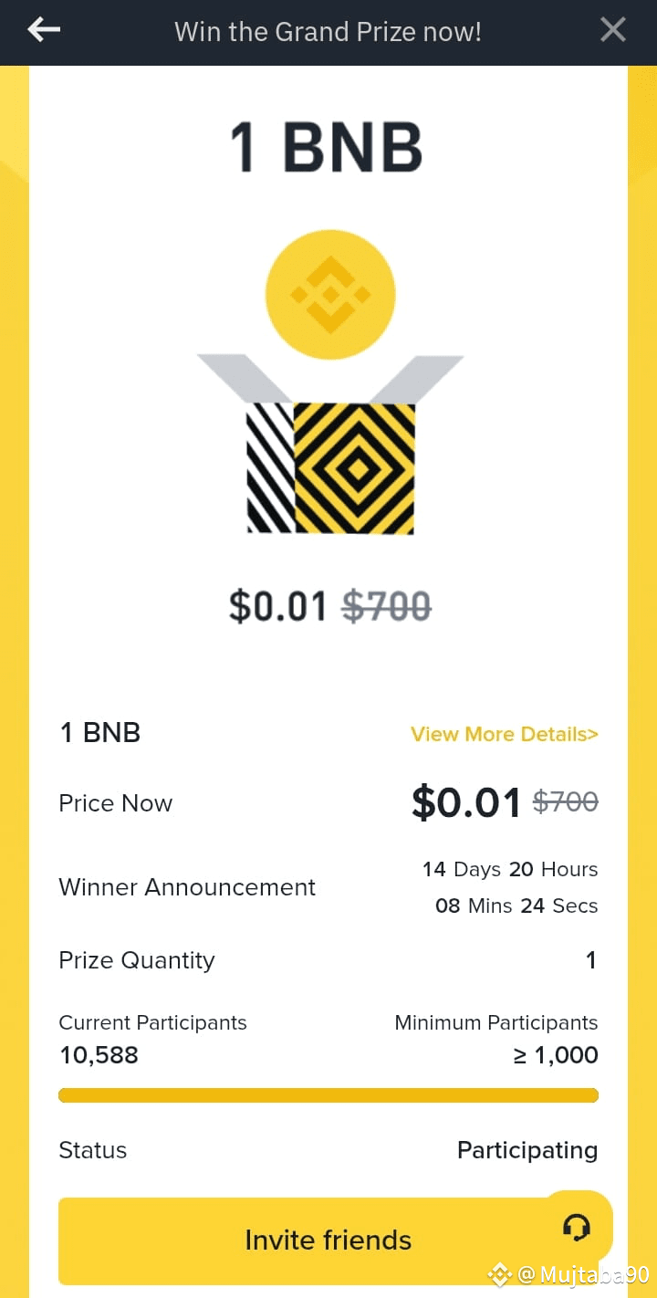 👉 Claim Now – ! FREE BNB 🎁 👈 🎉 Win 1 BNB for Just $0.01 | Mujtaba90 on Binance Square