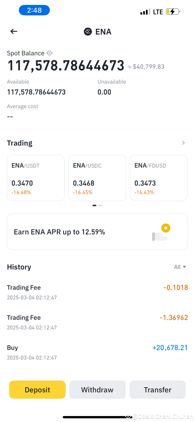 Hello Experts I need your honest insights on Ethena (ENA). W | Obaid ...