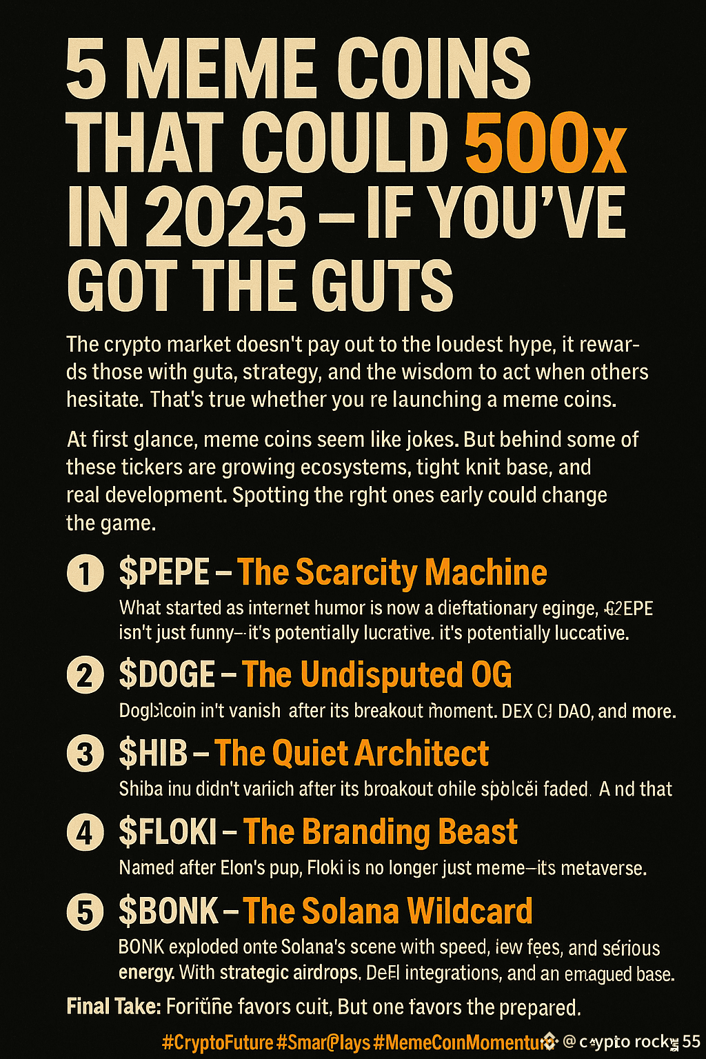 5 Meme Coins That Could 500x in 2025 — If You’ve Got the Gut | crypto ...