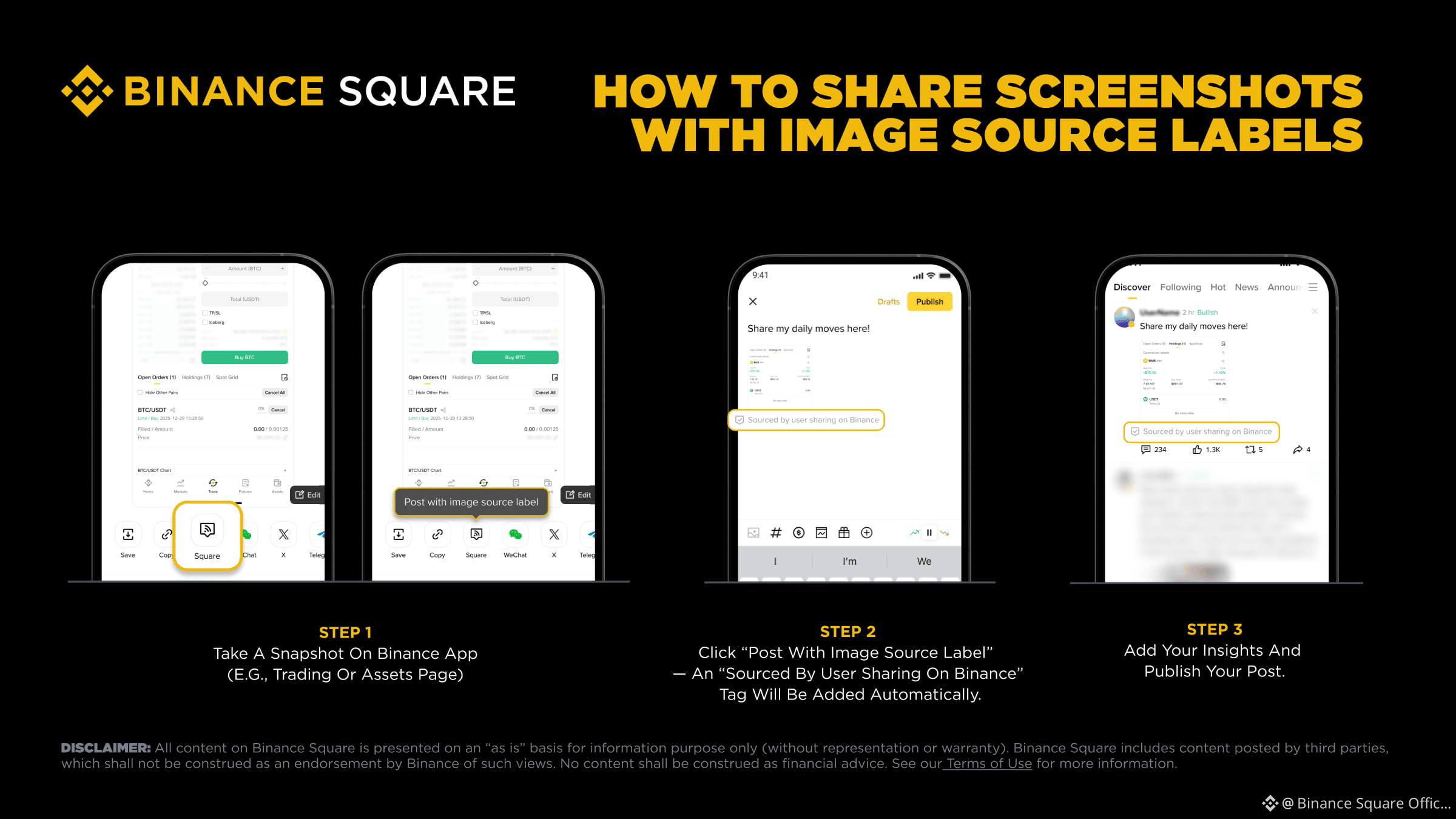 How to Share Screenshots with Image Source Labels on Binance Square ...