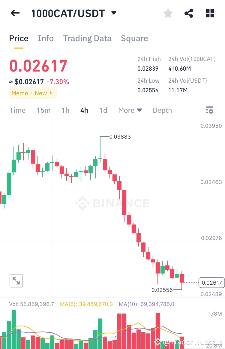 🚀 $1000CAT /USDT Price Update: Meme Coin Mania! 🐱🔥 The m | Trader HuSsain on Binance Square
