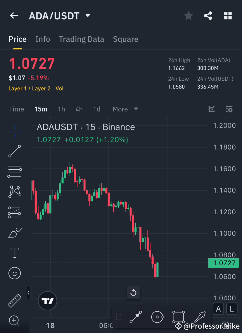 $ADA /USDT: Short Trade Signal🔥💯 • Entry Zone: $1.0700 - | Professor Mike on Binance Square